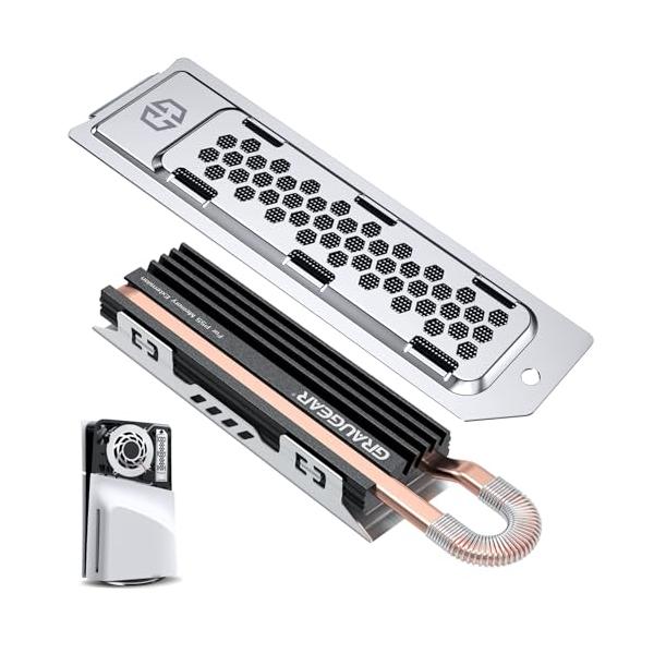 PS5 Pro/PS5 Slimシルバー/-/G-PS5HS03+・Style:PS5 Pro/PS5 Slim・PS5 Pro/Slim NVMe SSDヒートシンク押し出しアルミニウムヒートシンクを備えたM.2 SSDダストカバーは、P...