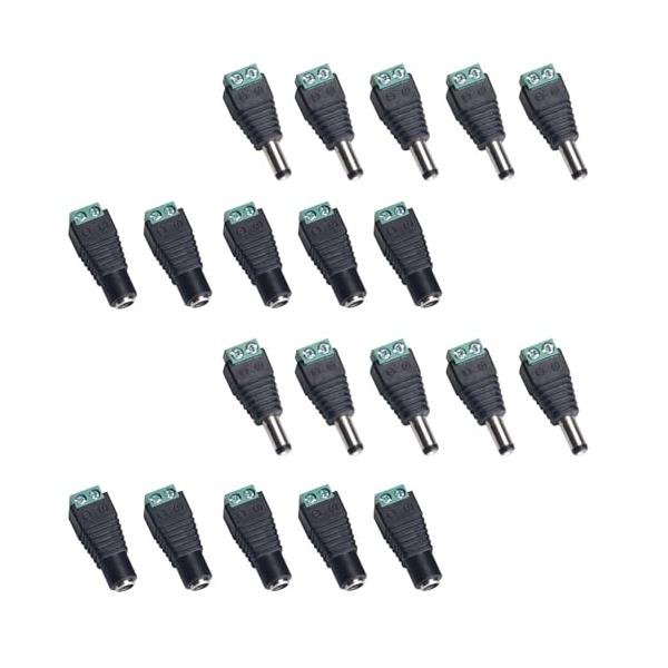 NumberOfItems:20・ネジ端子付きDCコネクタ。コネクタのタイプ：5.5mm x 2.1mm。・DCメスコネクター10個とDCオスコネクター10個が含まれています。・CCTVカメラ、LEDテープライト、LEDストリップライト、ま...