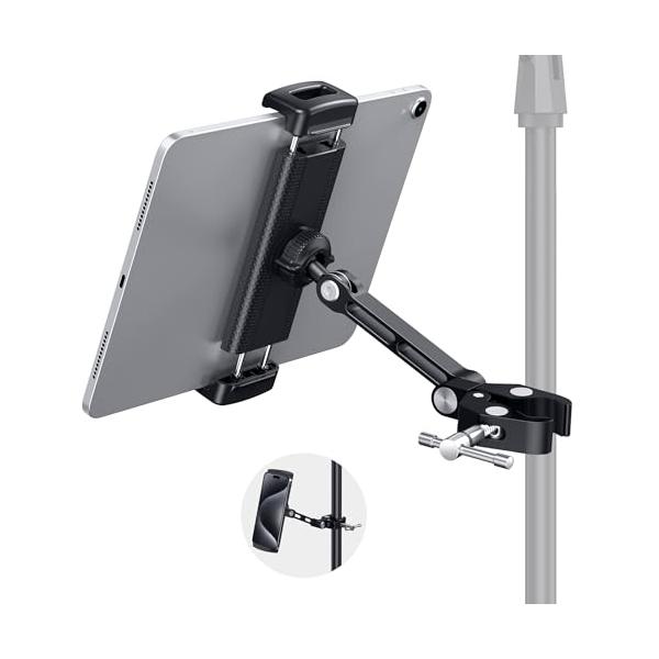 ブラック/-/-・マイク音楽スタンドの設計：ライブでタブレットを使って楽譜を見ることが一般的になってきており、このマイク音楽タブレットスタンドはそのために設計されています。iPadをマイクスタンド、ハンガー、譜面台、シンバル台の任意の位置と...