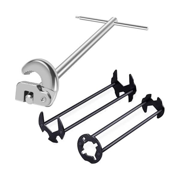 クロム/-/-・パッケージ個数:1・蛇口交換や水栓修理に最適なツール3点セットこの蛇口交換ツールセットは、キッチンや洗面台、水回りのメンテナンスや修理に最適です。多機能レンチと配管工具が含まれており、DIYやプロの水道工事にも対応。水道整備...