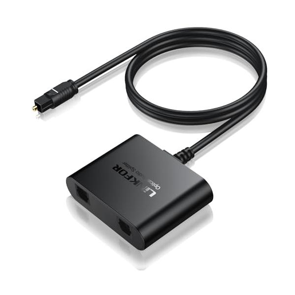 -/-/1x2・１入力2出力 光 スプリッター１つの光ファイバー信号（例：ブルーレイプレーヤー、ゲーム機、HDTVなど）を使用し、オーディオ信号をスプリッターを介して光デジタル入力のあるアンプやスピーカーなどに同期させることが可能です（例：...