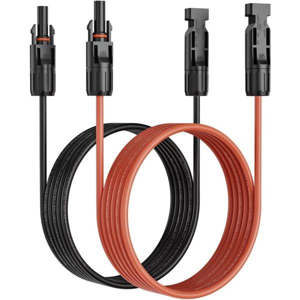 黒/-/1M・Model:1M・赤+黒）長さ：1m*2本　12 AWG　仕様サイズ：4mm2　ソーラー延長ケーブルは、両端にオスとメスの硬質PPOプラスチック1.5KV 50A IP67PVコネクタを備えた1500V錫メッキ銅ソーラーケーブ...