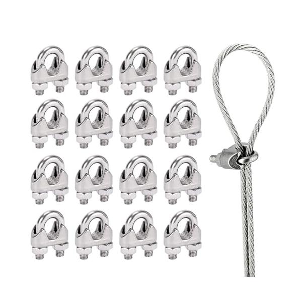 シルバー/M2/M2-CC・Size:M2・ワイヤークリップ 2mm複数のワイヤースリングファスナーコンポーネントをバインドし、クランプによって複数のワイヤーロープをまとめることができます。 ワイヤーロープの端末加工に使用できます。・U字金...