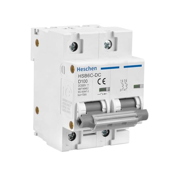 グレー/-/HSB6C DC・定格電流: 100A・定格電圧: DC500V・遮断容量: 8KA・極数: 2P・タイプ D