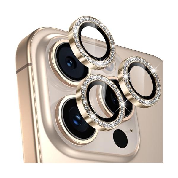 ゴールド/iPhone16 Pro/16 ProMax用/-・Color:ゴールドSize:iPhone16 Pro/16 ProMax用・キラキラと輝く・レンズに彩りを添える埋め込まれたラインストーンが、太陽や光の下で、目を奪うような輝き...