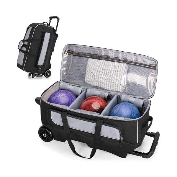 GOBUROS ボウリング バッグ キャスター付き 3個用キャリー シューズ