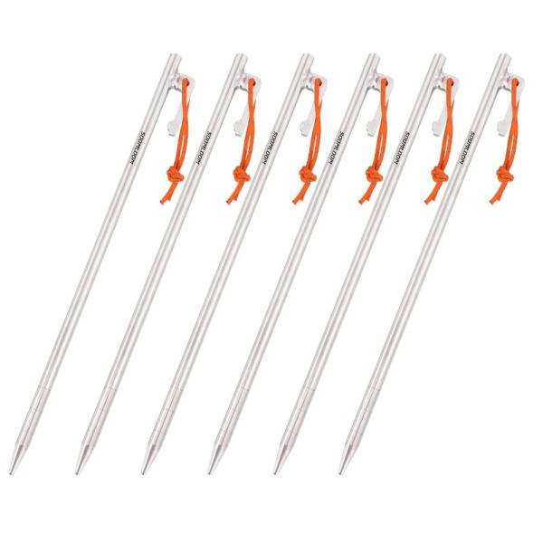 シルバー/25cm6本セット/Ti-peg-7.5mm・Size:25cm6本セット・サイズ：全長25cmｘ直経7.5mm、軽さは約50g、3本/4本/6本/8本/12本/16本のセットから選べ、８本入り以上のセットには専用収納バッグが付い...