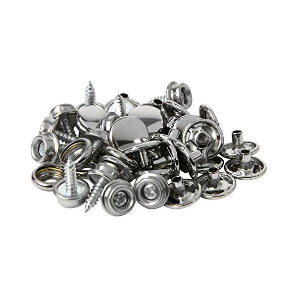 ネジ式スナップファスナー-/15mm/NO.170・Style:ネジ式スナップファスナー・パッケージ個数:1・頭径:約15.0mm・最大取付厚:約3.0mm・下穴サイズ:約3.0mm・足の長さ:約12.0mm・入数:10組入