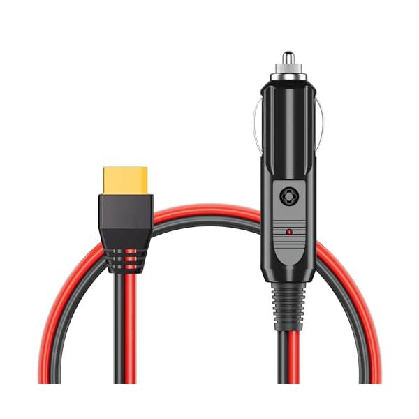 -/-/AFERIY-04・シガーソケット 電源ケーブルシガー出力ポート XT90コネクタ、長さ：100cm、車のシガーソケットからポータブルパワーステーションを充電できます。温度範囲：-40℃ ~ +80℃、防水レベルはIP67に達します...