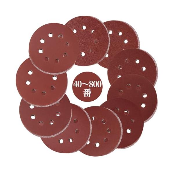 40番〜800番 50枚レッド/5 inches/5C8K Red P40-800 50PCS・Style:40番〜800番 50枚・パッケージ個数:1・ほとんどのDIY作業に適した完全なセット50枚サンダー ペーパーセット 粗目から細か目...