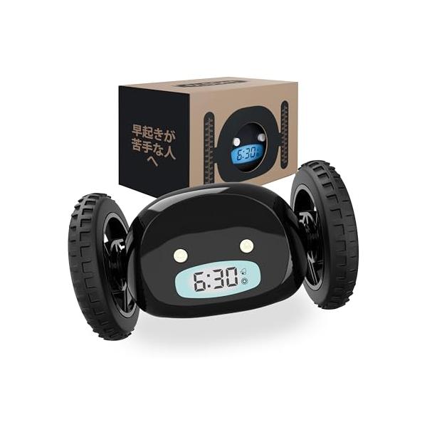 モダンBlack Wheels/黒色のホイール/899175001505・Color:Black Wheels・パッケージ個数:1・めちゃくちゃうるさい目覚まし時計：この逃げる目覚まし時計はデジタル目覚まし時計で、寝室に最適な車輪付きです。...