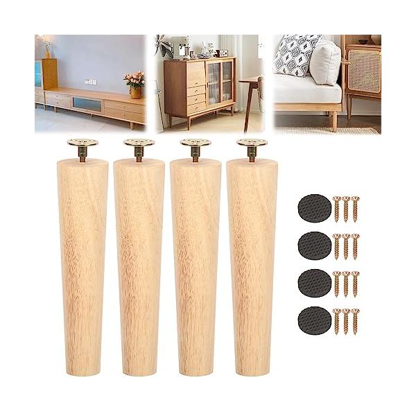 高さ25cm木の色/上部幅6cm、底幅4cm、高さ25cm/高さ25cm・Style:高さ25cm・製品仕様含める:4つの木製家具の脚（ボルト付き）、4つのスペーサー、4つのフロアマット、12つのネジ、サイズ：25cm高さ、ボルト仕様：M8...