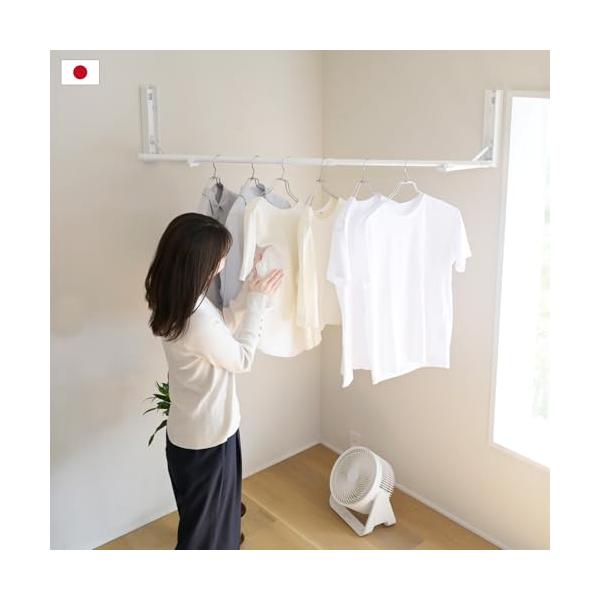 壁付けホワイト/物干し竿接続時 : 幅153〜254×奥行3×高さ3cm/NPH-8025WH・Color:ホワイトStyle:壁付け・パッケージ個数:1・使う場所を選ばない上の空間を利用して干すことができるので、お部屋を広く使える壁付け物...