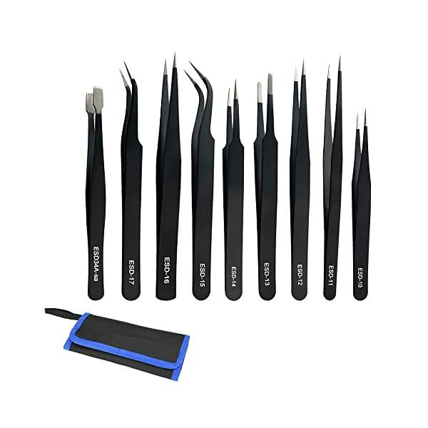 9種類の異なる先端形状を揃えた極細ピンセットです。使用後の片付けや持ち歩きに便利な専用の収納袋が付属します。袋は面テープで閉じることができるので、中身の飛び出しを防ぎます。・ピンセットは用途や目的ごとに細かく使い分けできます。プラモデル・フ...