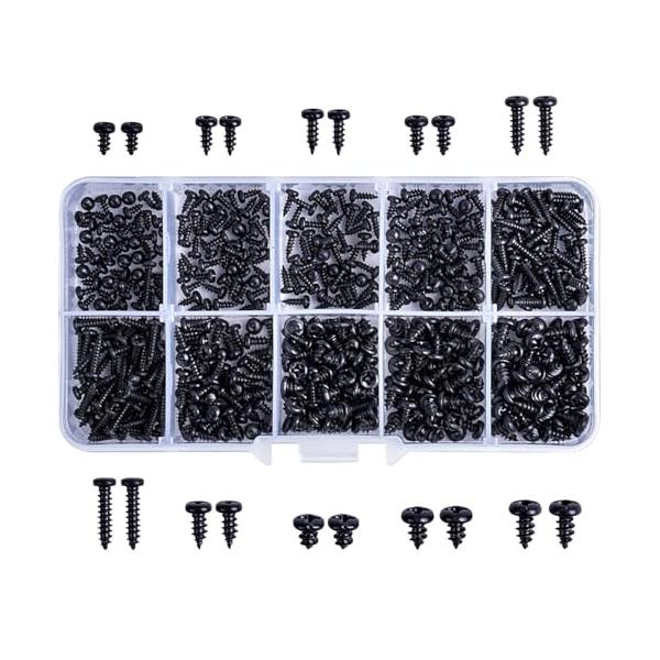 -/M2 M2.3 M2.6 M3/-・10サイズクロスヘッド セルフタッピングねじ500個。M2 x 4mm/5mm/6mm、M2.3 x 5mm/8mm/10mm、M2.6 x 6mm、M3 x 4mm/5mm/6mm、各サイズ50個入...