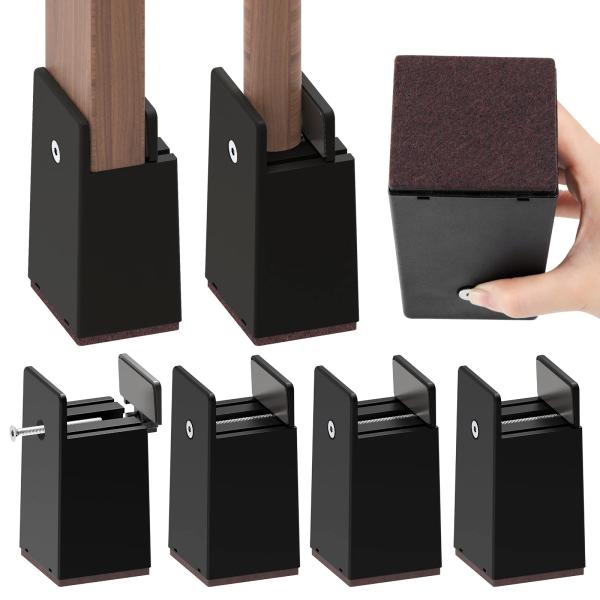 ブラック/高さ10cm/-・Size:高さ10cmColor:ブラック・テーブルたかさ調節パッケージ内容：4個セット（高さ10cm）。適応脚サイズ0~5.4cm調節可能。色：ブラック。・10cmアップ高さを追加することは、ベッドの下のストレ...