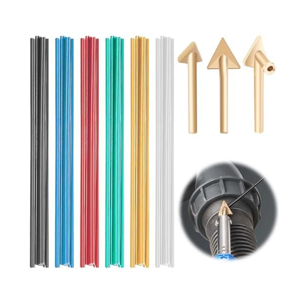 セット内容プラスチック溶接棒（PP） 合計:60本、ハンダゴテ コテ先 3個入り。プラスチック溶接棒とハンダゴテ コテ先は完璧にマッチする。・プラ補修用溶接棒と一緒に使用して、プラスチックを溶接できます。製品の底面はフラットで、被溶接物との...