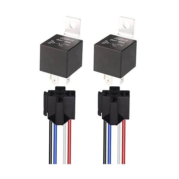4Pin 24V 40AE195-2個 4Pin 24V 40A/2個/E195・Color:E195-2個 4Pin 24V 40A・パッケージ個数:1・内蔵ダイオード: 各リレーには、スイッチング中に誘導電圧を抑制する内蔵ダイオードが含...