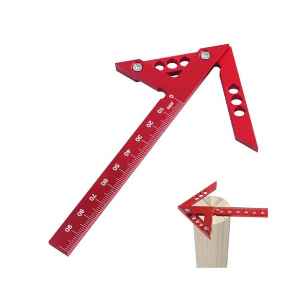 モダンレッド/-/-・高品質の素材：木工用直角定規は、高品質のアルミニウム合金から丁寧に作られています。軽量でありながら強度があり、耐摩耗性と耐腐食性に優れています。表面は陽極酸化処理されており、硬度が大幅に向上し、耐用年数を効果的に延ばす...