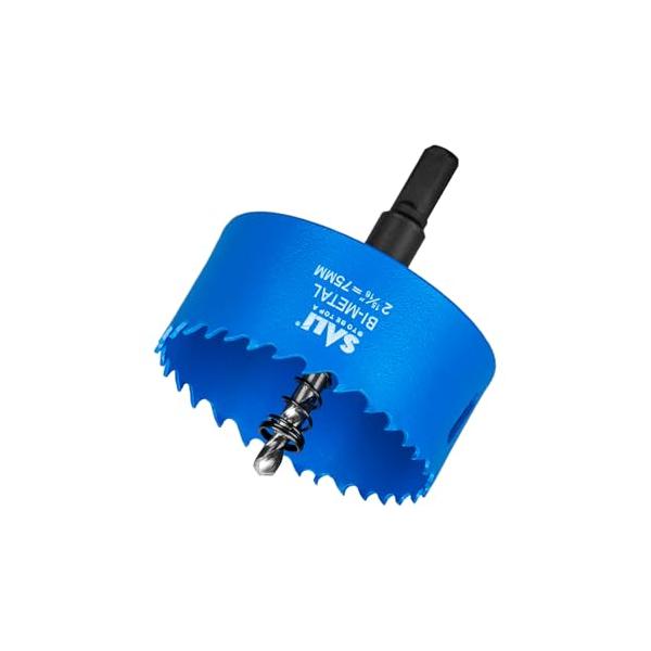 インダストリアルブルー/75mm/SJS21・Size:75mm・上質素材＆耐摩耗構造:バイメタルホールソーの刃先は上質なコバルト含有M42高速度鋼（硬度HRC67-69）を超細粒製錬技術で融合し、プロ級の切削精度を維持。センタードリルは高...