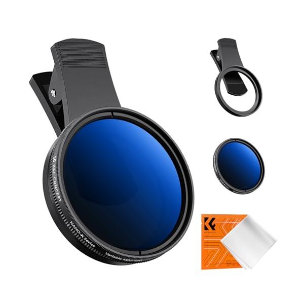 パッケージ個数:1・プロのデジタル一眼レフのように撮影このK&amp;F Conceptのクリップ式フィルターキットは、可変ND2-ND400フィルターとスマホ用クリップが含まれており、旅行撮影、ストリート写真、屋外風景、タイムラプス写真、...