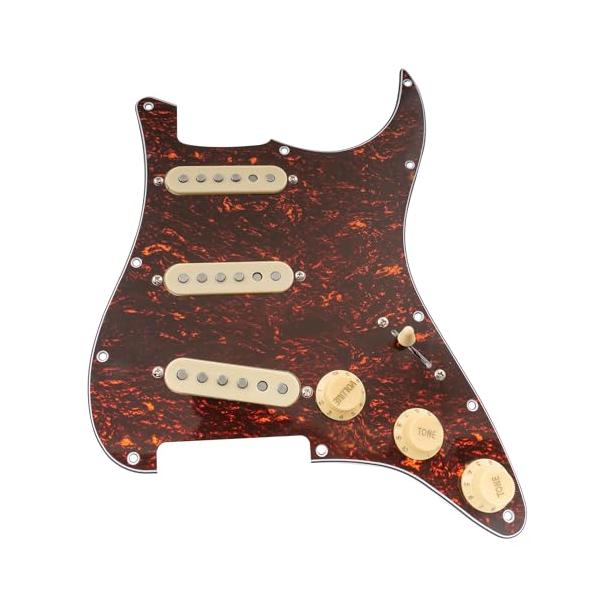 赤べっ甲4P/-/-・Color:赤べっ甲4P・パッケージ個数:1・Squier Strat SSSや他の似ているスタイルなimportギターのアップグレードに適用、またほとんどのアメリカ製/メキシコ製現代的な標準Strat SSSスタイル...