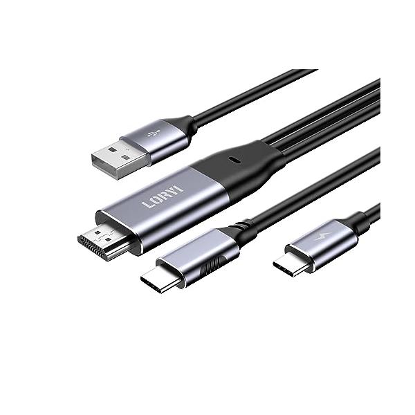 ストレート＋USB-C給電-/-/LO-027A-JP・パッケージ個数:1・高品質のHDMI to USB-C変換ケーブル：当社のHDMI to USB-C 変換ケーブルは、高品質な素材を使用しており、安定した信号伝送と高品質な画像表示をし...