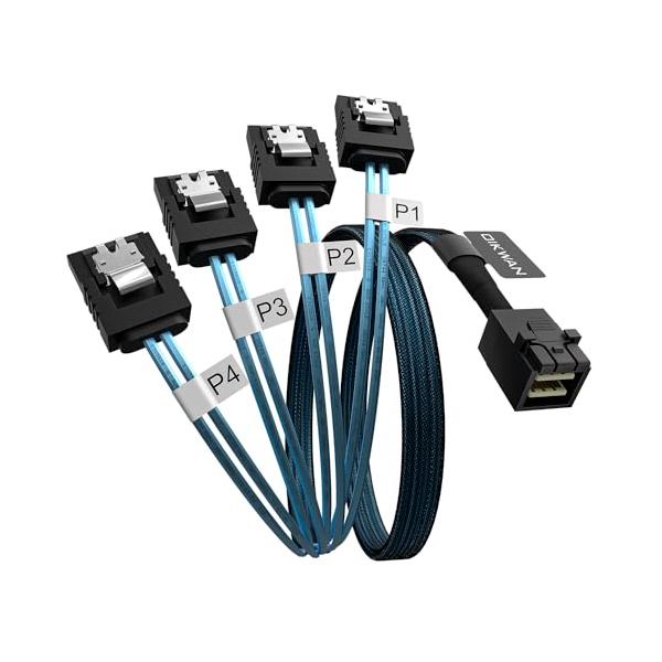 -/-/CB-001・パッケージ個数:1・12 GbpsホストバスアダプタまたはRAIDコントローラとSFF-8643を4つの独立したSATAドライブに接続するために設計された内部ミニSASケーブル、Mini-SAS HDからSATAアダプ...