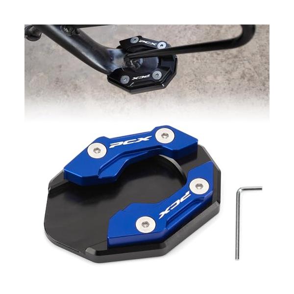 ブルー/-/M1119010213・Color:ブルー・安全保護バイク サイドスタンド プレート、サイドスタンドの底部の表面積を増やし。砂地、未舗装地やアスファルト等でのサイドスタンドのメリ込みを防ぐワイドプレート。での駐車時の安定性が向上...