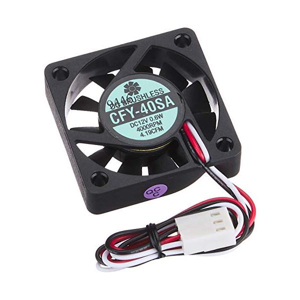 -/-/CFY-40SA・パッケージ個数:1・回転数: 4200rpm±15%・最大風量: 4.19CFM・ノイズレベル: 18.1dBA・定格入力: DC12V 0.6W・サイズ: 40×40×10mm