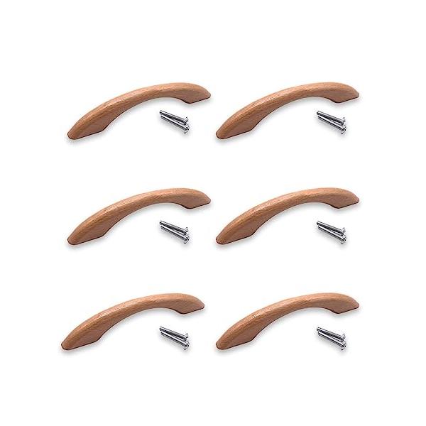 モダン木目/13cm/-・Size:13cm・木製の取って 13cm 6個セット（ネジ付き）・［size］全長：9cm　幅：1.2cm 高さ：2.1cm ビスピッチ：6.4cm　ネジ穴：4mm・［size］全長：13cm　幅：1.2cm 高...