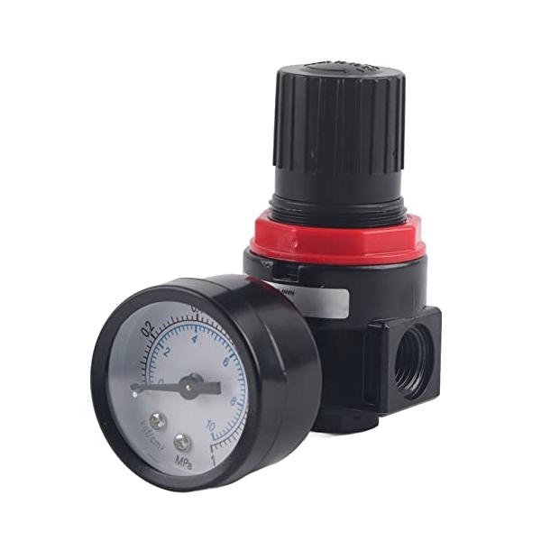 コンパクトな構造で、設置と使用が簡単です・圧力調整弁は、高効率と優れたシーリングを特長としています・プレミアムアルミニウム合金素材でできており、長寿命です・サイズを自動調整でき、安定した圧力調整性能・この圧力調整器でエアツールを保護してください