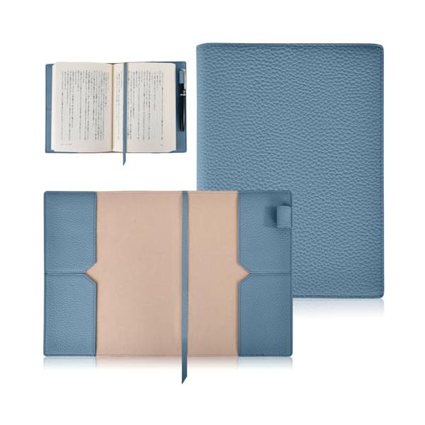 B-ブルー/A5-アップグレード/ブックカバー・Color:B-ブルーSize:A5-アップグレード・防水＆高級レザー素材雨や飲み物のこぼれにも安心 ブックカバーA5サイズに最適な防水加工で、教科書・参考書を液体から徹底保護。しおり付きデザ...