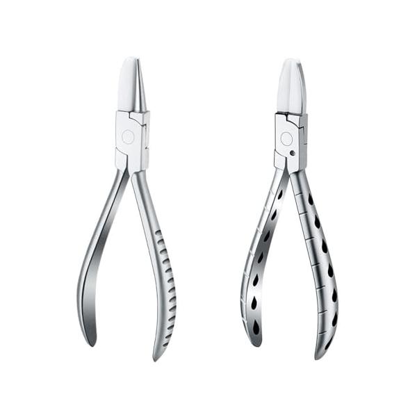 銀色/-/-・内容：2つの眼鏡鉗子、半円鉗子/半円ゴムヘッド平口鉗子、銀色を受け取ります・製品材質：ステンレス材質を採用し、高硬度、丈夫で耐久性がある・特徴：ハンドル部分は波状設計を採用し、滑り止め、手触りが快適で、より省力化・使いやすい：...