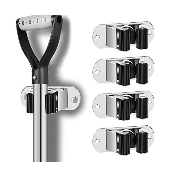 コンパクトシルバー/-/MZH006・Color:シルバー・パッケージ個数:1・多目的 - 屋内でも屋外でも、頑丈なモップホルダーはスペースを節約するのに役立ちます。キッチン、クローゼット、バスルーム、ガレージ、ユーティリティルーム、オフィ...