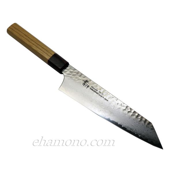 牛刀の先端を峯の側から削り、鋭くとがらせた、ダマスカス和式剣型牛刀です。お肉はもちろん、野菜を刻んだり、鋭い先端を使って細かい細工をしたりと、幅広く使える万能包丁となっています。今までになかった使い勝手の良い包丁、ぜひ一度お試し下さいませ。...