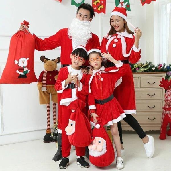 クリスマスコスチューム 親子ペアルック サンタコス サンタ衣装 クリスマス 仮装 変装 サンタクロース お揃い コスプレ パーティー 衣装 舞台演出 パパ ママ キ