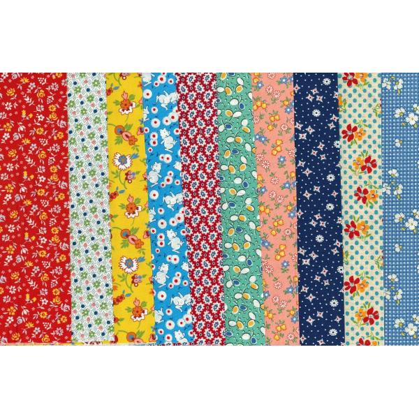 30cm×34cmのプリント生地が10色入った、サーティーズ風のセットは大人気の商品です。サイズ : 約30cm×34cm(1枚)10枚セット素材　 : 綿 100%※　商品画像はイメージです。常に新しい生地をコーディネートしています。※　...