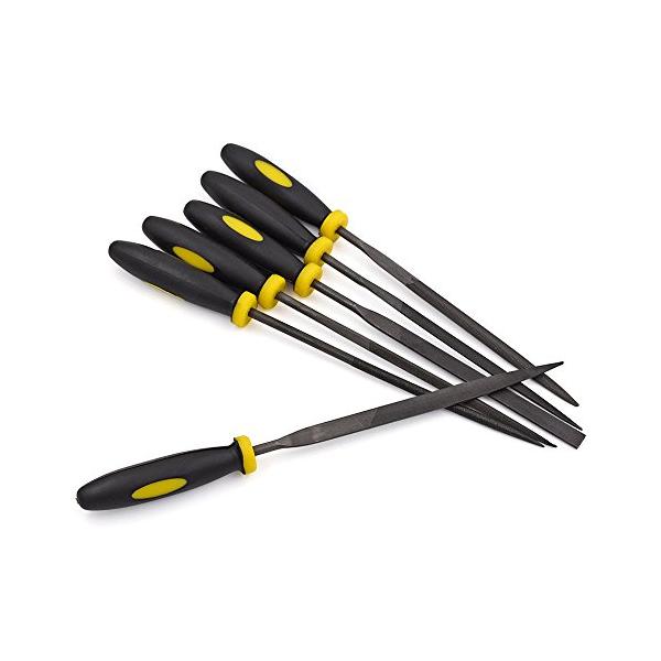 木工ヤスリ 3mmx140mm 6本 木材研削 ゴムハンドル鋭い歯と耐久性を持ちます。理想的な歯の高さと歯の間隔により、作業面をきれいに削ります。ゴム製ハンドルにより快適です。