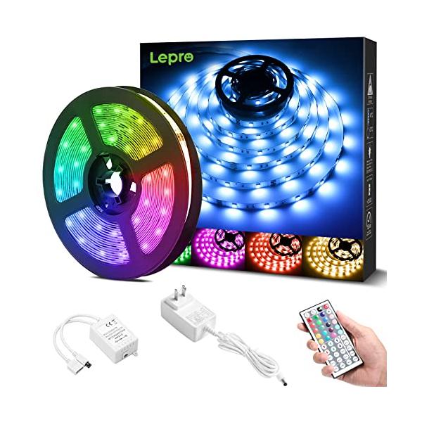 ??【LEDの数が多くてより明るいです！】ほかのメーカーはただ120個LEDが搭載され、暗くて耐久性が弱いです。Leproのledテープライトは、5mのLEDテープ基板に高演色5050SMDチップを150個ぐらい使っており、明るく、鮮やかな...