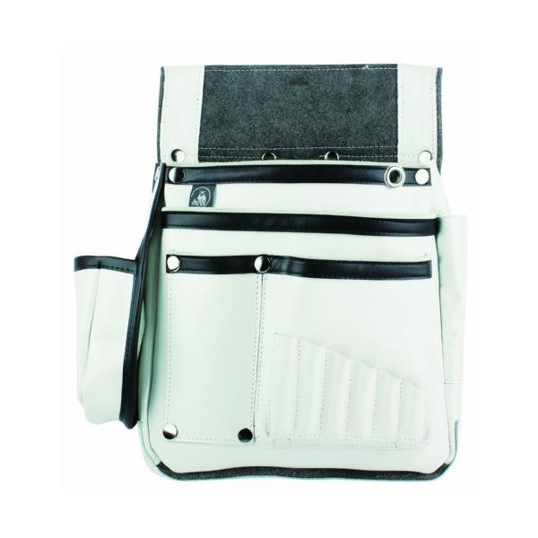 素材:エバー革・マイクロレザー特長1:腰よれしない補強パッド入り。特長2:マチの広いポケット。特長3:底二重補強。特長4:墨坪ホルダー、カッター・ドライバーポケット・サイドポケット・ビットポケット付特長5:釘を通さないマイクロレザー仕様。特...