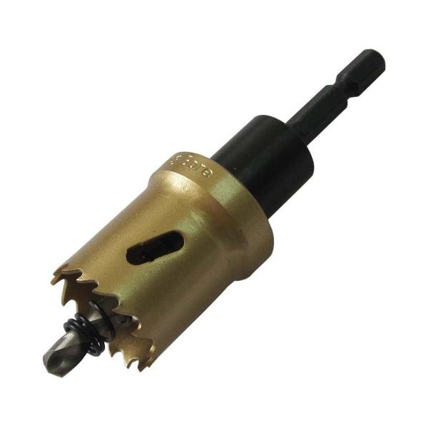 刃先径:27mmセンタードリル径:6mmシャンク径:6.35mm用途:鉄板(3.2mm以下)、木工、塩ビ、プラスチック等の穴あけ仕様:六角軸シャンク