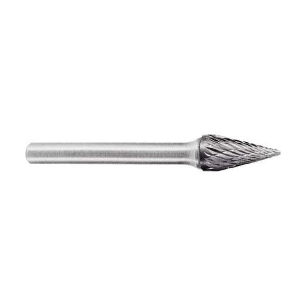 形状:円錐型(ダブルカット)タイプ:ロー付最高使用回転数(rpm):23000刃径(角度)×刃長×軸径×軸長(mm):9.5×16.0×6×47.0刃先タイプ:品番の末尾S付 シングルカット、Sなし ダブルカット軸長50mm以下はオール超硬