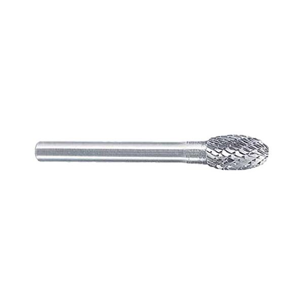形状:卵型(ダブルカット)タイプ:オール超硬最高使用回転数(rpm):32000刃径(角度)×刃長×軸径×軸長(mm):6.0×9.5×6×40.5刃先タイプ:品番の末尾S付 シングルカット、Sなし ダブルカット軸長50mm以下はオール超硬