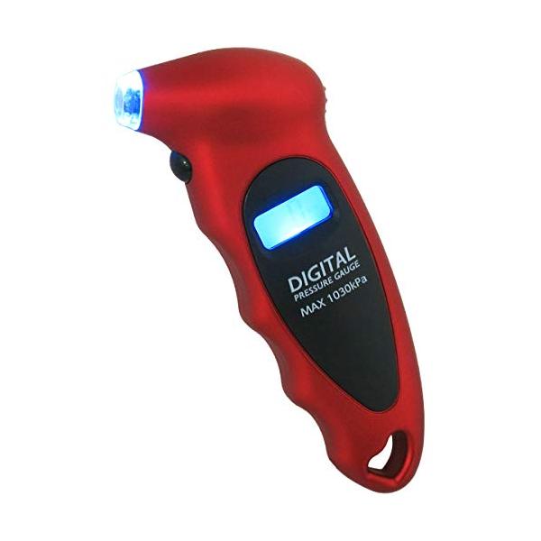 ひと目で読み取りやすいデジタル表示。自動車・バイクのタイヤの空気圧測定に。一般的な乗用車・バイクなどに使用されている米式バルブに使用できます。※自転車(シティサイクル・ロードバイク）に使用されている英式バルブや仏式バルブには使用できません。...