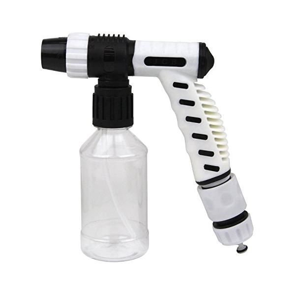 用途:洗浄・洗車用ノズル特徴:直射は水のみ、広角は洗剤+水で泡洗浄適合ホース:内径12~15mm・外径20mmノズルパターン:2パターン材質:PP・TPR