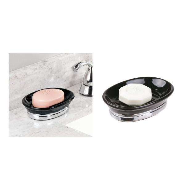 【商品概要】14cm x 10cm x 4cm400gトラッドなデザインクロムがアクセントのブラック仕上げ石けんの水気カットに効果的な突起部分セラミックおよびスチール製【商品説明】【商品詳細】ブランド：インターデザイン(Interdesig...