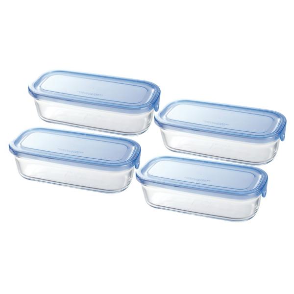 【商品概要】市販の200g用のバターケースとしてぴったりのサイズサイズ:幅18.6×奥行9.3×高さ5.5cm×4個、重量:330g×4個容量:550ml×4個素材・材質:本体/耐熱ガラス、フタ/ポリプロピレン(耐熱温度140度)生産国:中...