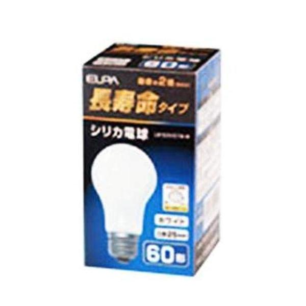 【商品概要】定格電圧：100V定格消費電力：57W定格寿命：2,000時間本体サイズ：全長98×バルブ径55(mm)口金：E26 カラー：ホワイト【商品説明】【商品詳細】ブランド：エルパ(ELPA)商品種別：ホーム＆キッチン商品名：エルパ ...