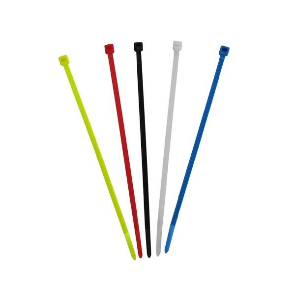 【商品概要】サイズ:長さ150mm、幅3.6mm最大結束径:約直径32mm材質:ナイロン使用温度範囲:マイナス30~85度入数:5色(白、黒、赤、黄、青)アソート100本【商品説明】明るくポップなカラーで様々なシーンで使うことが出来る。テン...